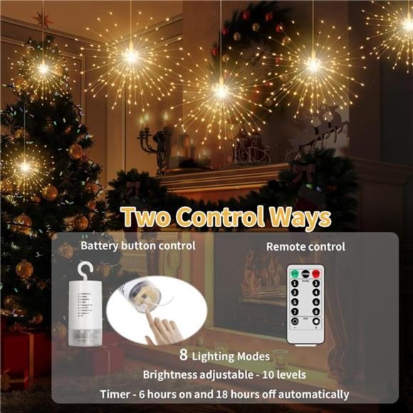 Holiday | 4 Pack 80 Led Firework Lights Diy Starburst Lights Hanging ...